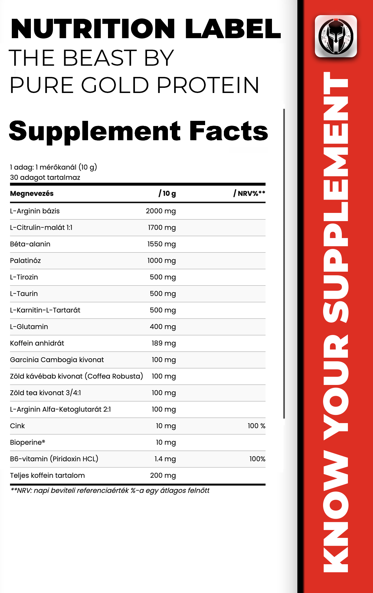 The Beast Pre-Workout by Pure Gold – Swole Spartan